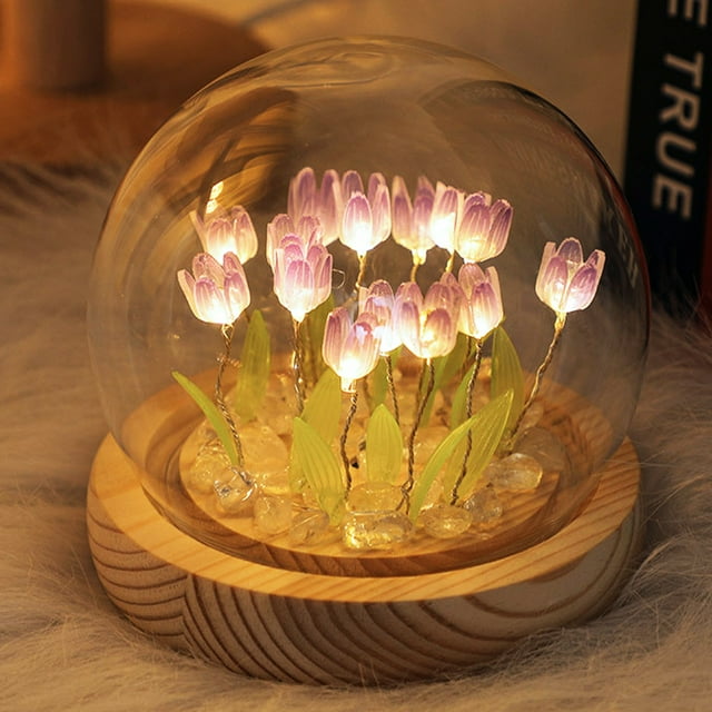 Tulip Night Light Battery Operated Tulip Flower Table Lamp Cute DIY Tulip LED Nightlight for ...