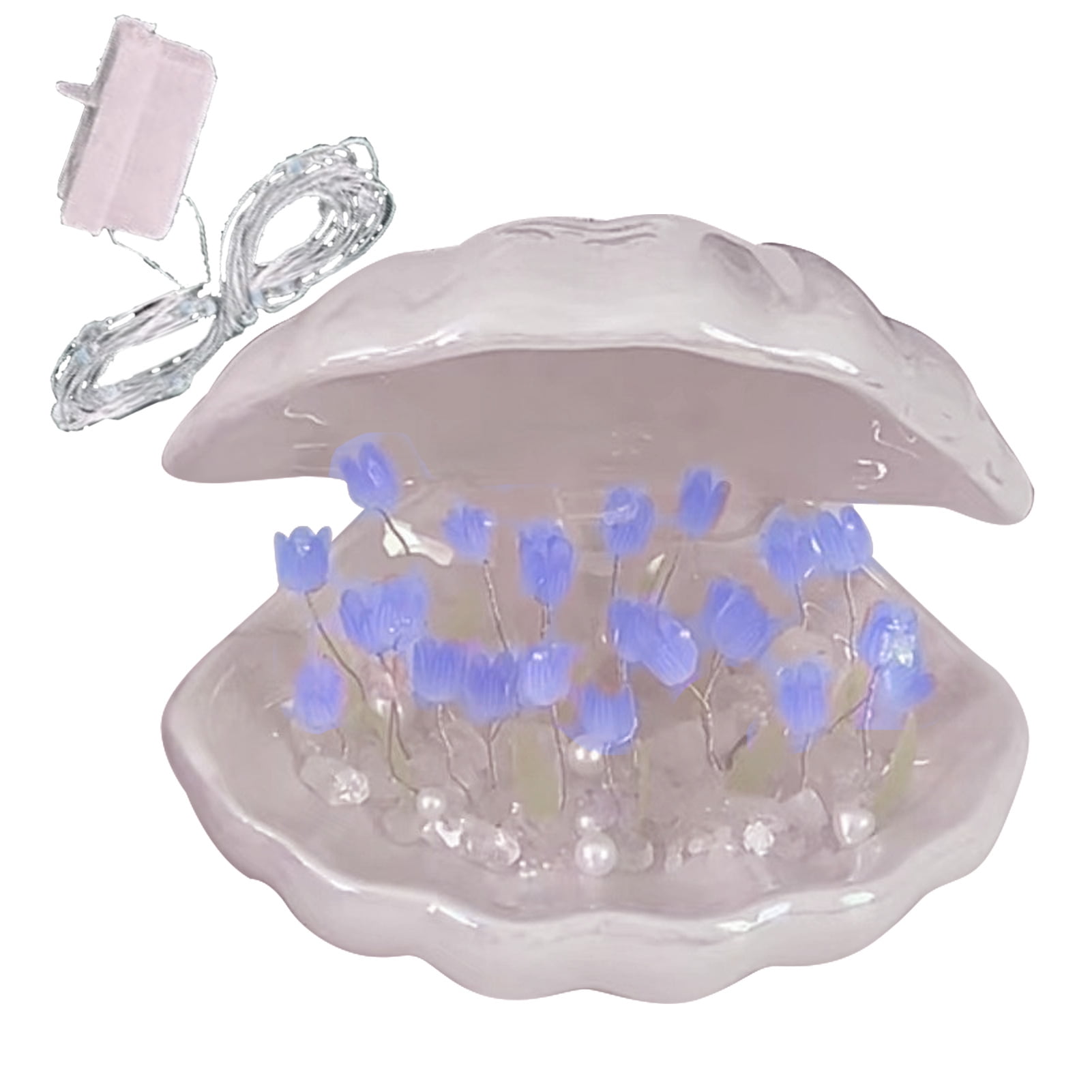 Tulip Night Light,Cute DIY Handmade Artificial Tulips Seashell ...