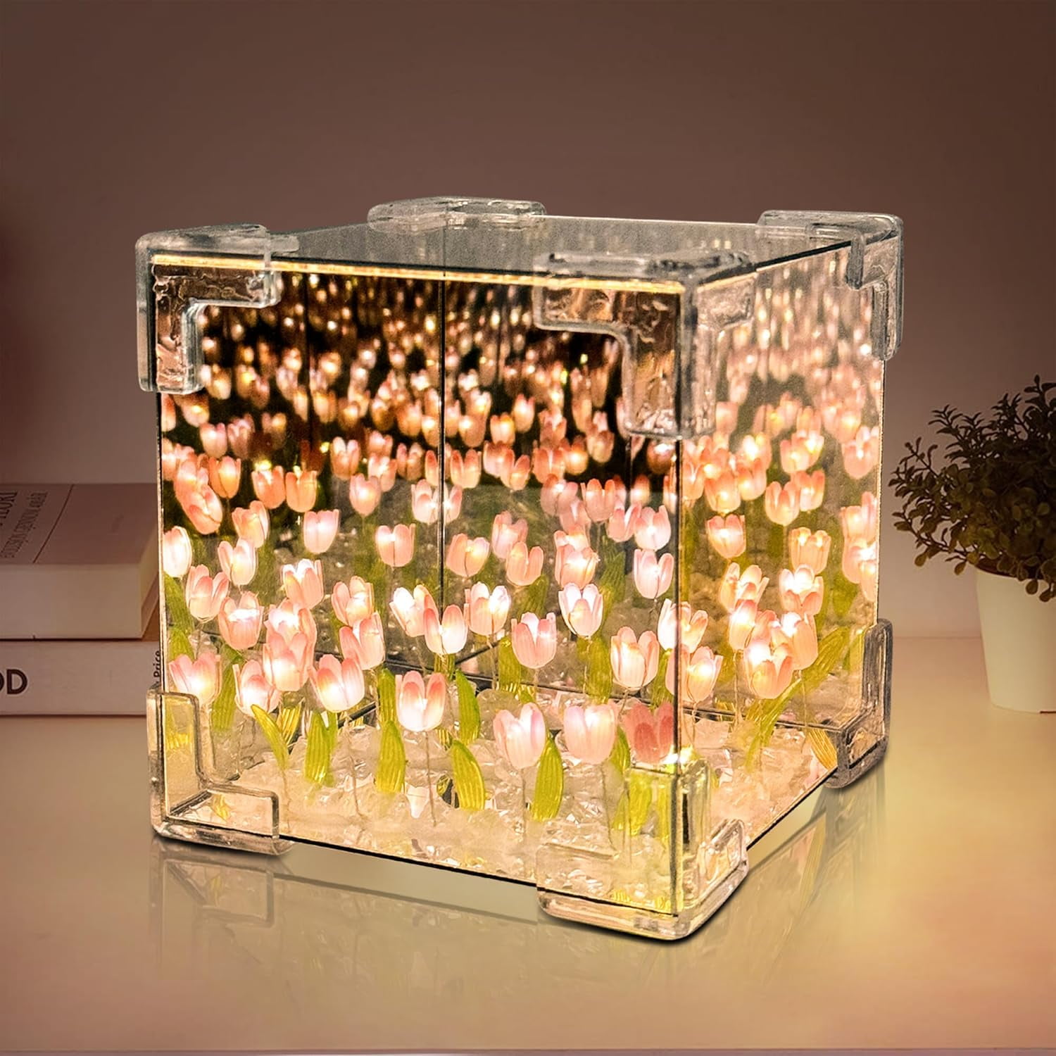 Tulip Night Light, LED Infinity Mirror Lamp Tulipanes DIY Finished ...