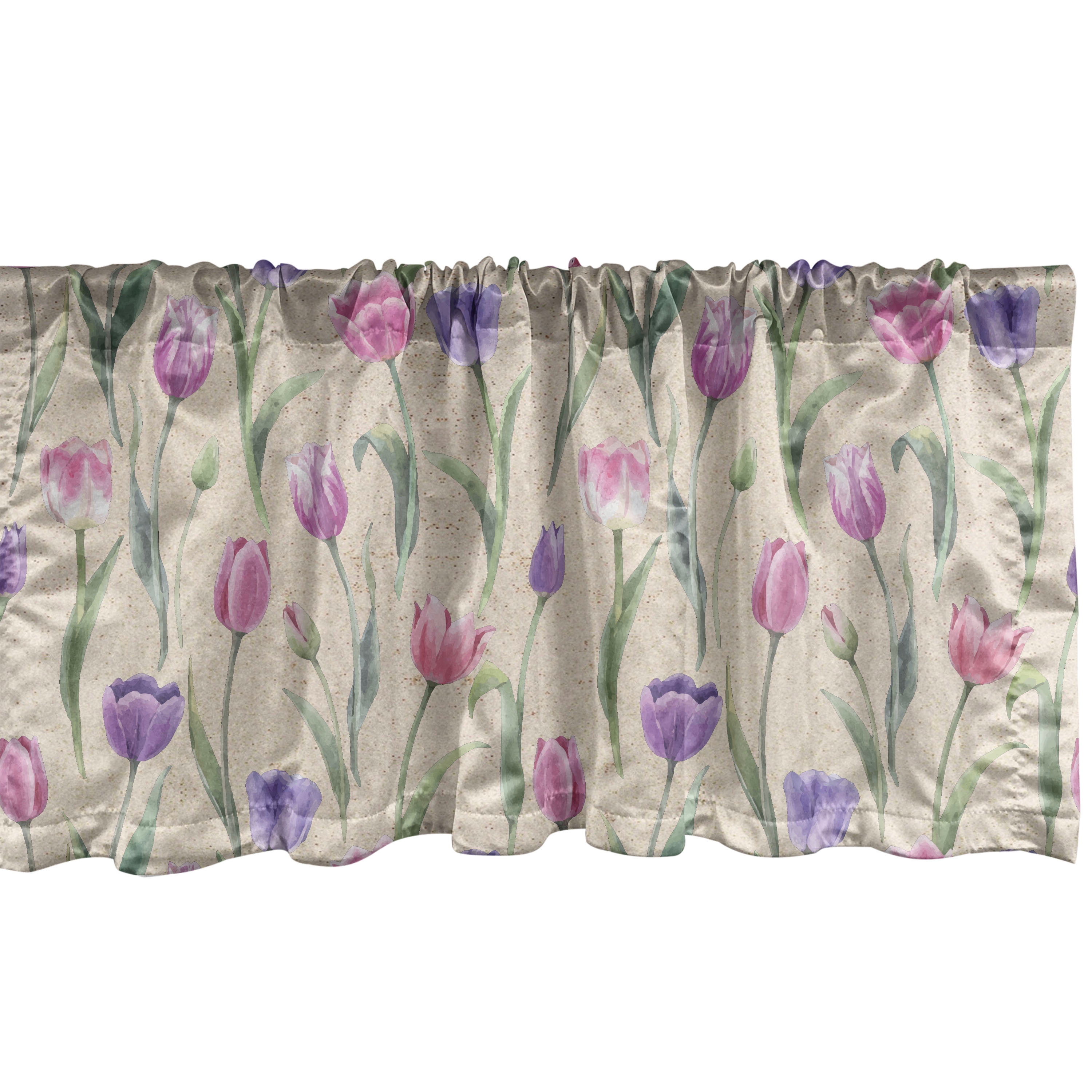 Tulip Pattern Window Valance, Retro Vibes Blooming Flowers Boho Garden ...
