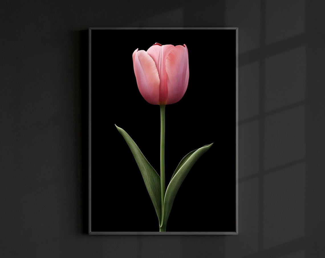 Tulip Photo Flower Poster Black Printable Floral Print Botanical Wall ...