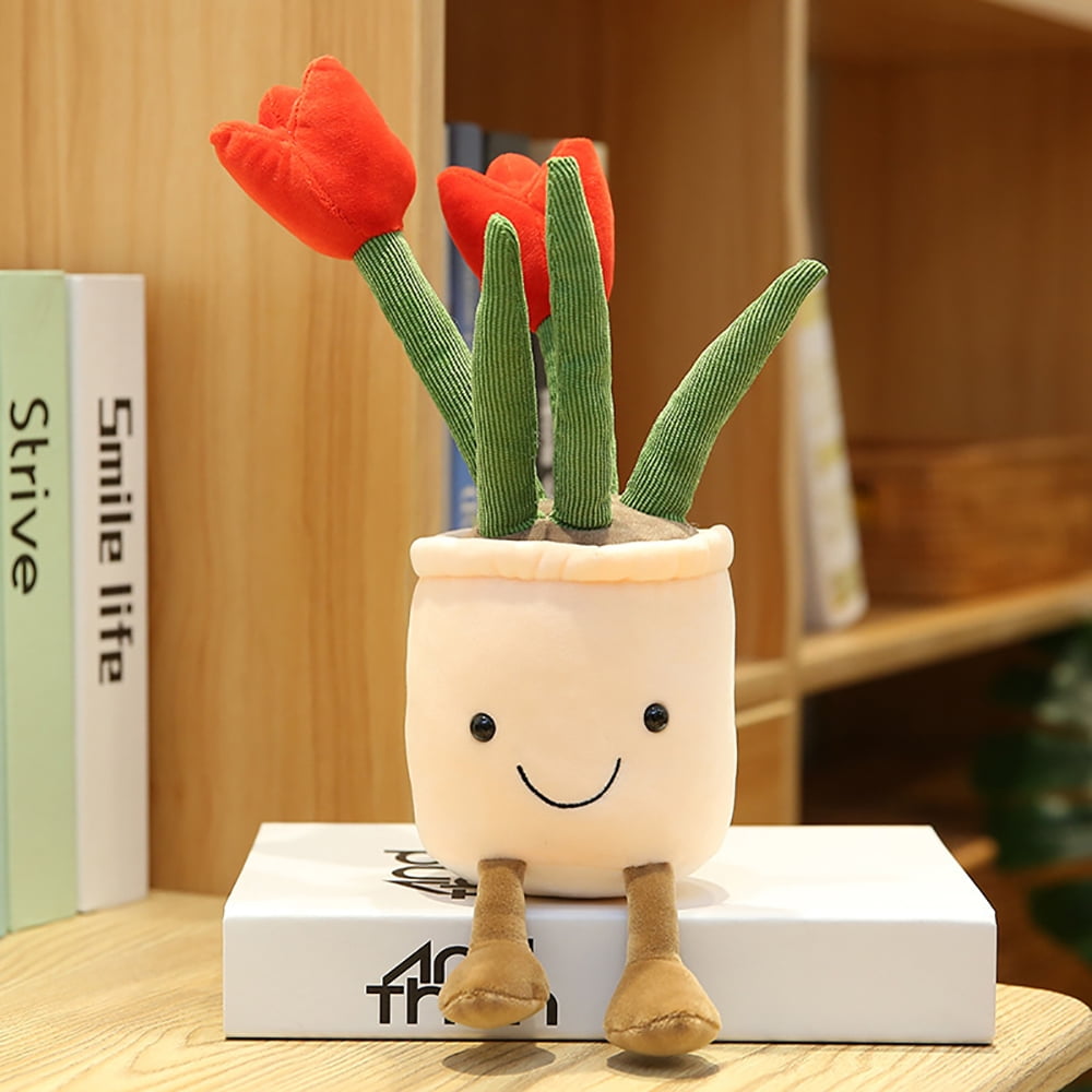 Tulip Plush Toy 13.8 Inch Cute Stuffed Potted Plant Doll Plant Tabletop ...