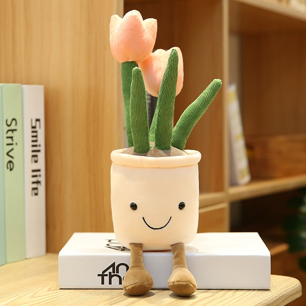 Tulip Plush Toy 13.8 Inch Cute Stuffed Potted Plant Doll Plant Tabletop ...