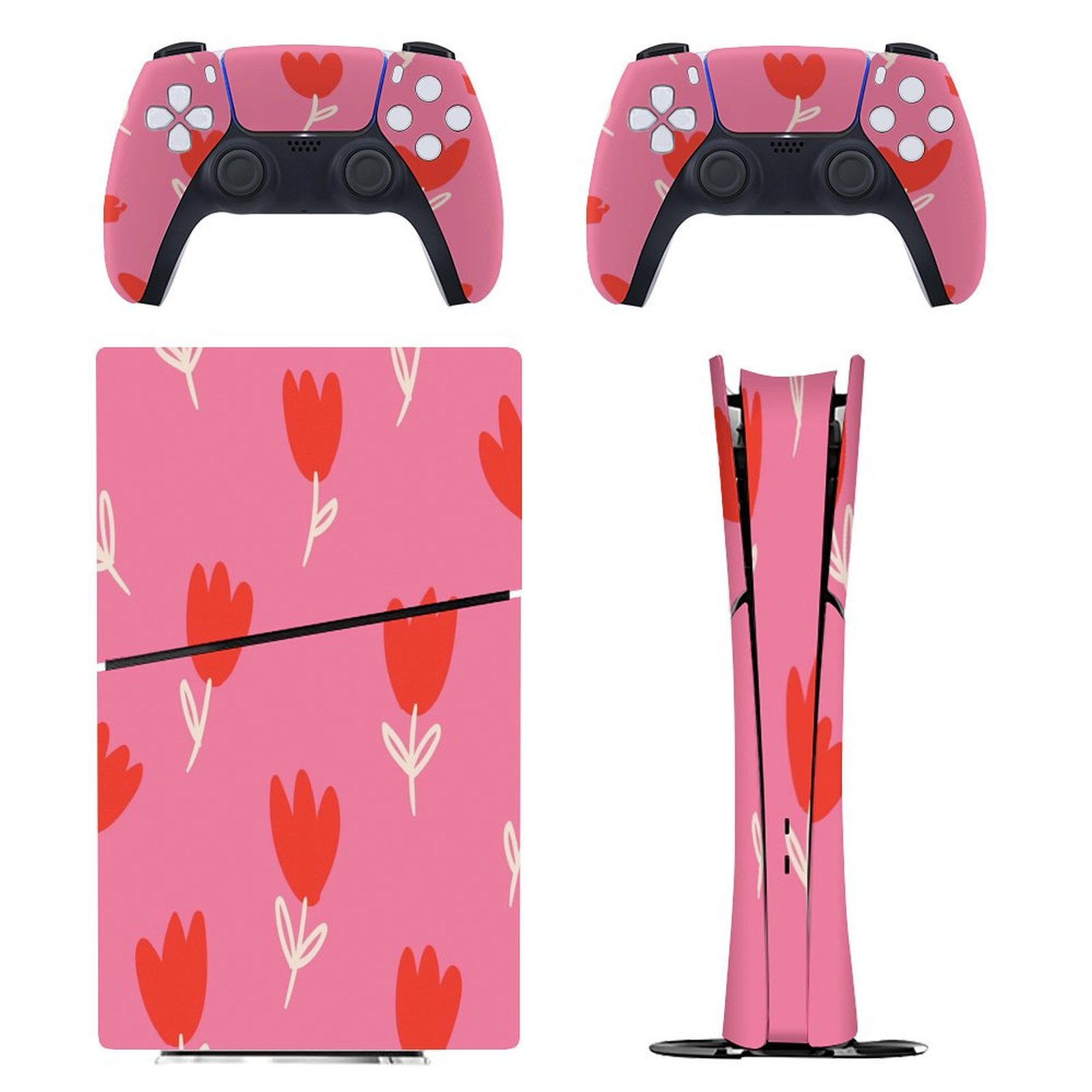 Tulip, Red, Flower PS5/PS5 Slim Digital Disc Skin Sticker For Console ...