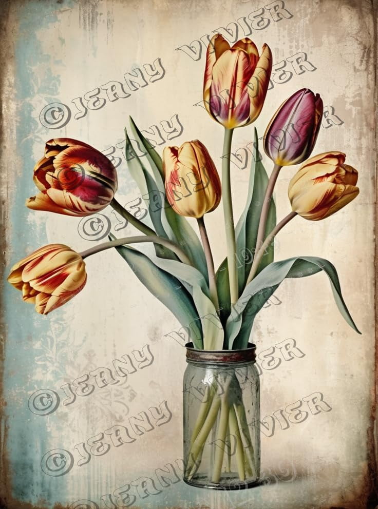 Tulip Retro Aluminum Sign 5.5x8 IN Metal Sign Poppy Flower Theme Wall ...