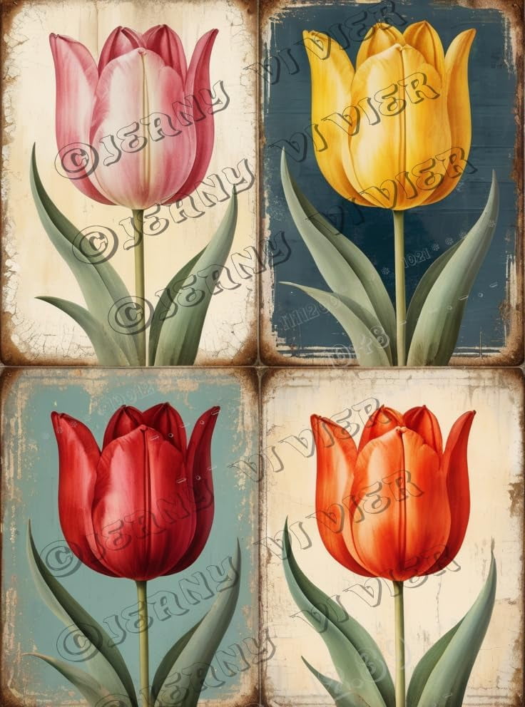 Tulip Retro Aluminum Sign 5.5x8 IN Metal Sign Poppy Flower Wall Art ...