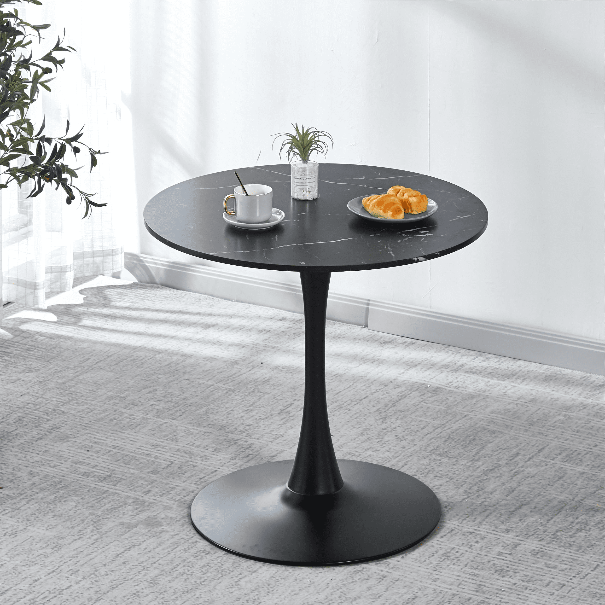 Tulip Special Dining Table,BLACK marble color top,MDF Dining Table ...