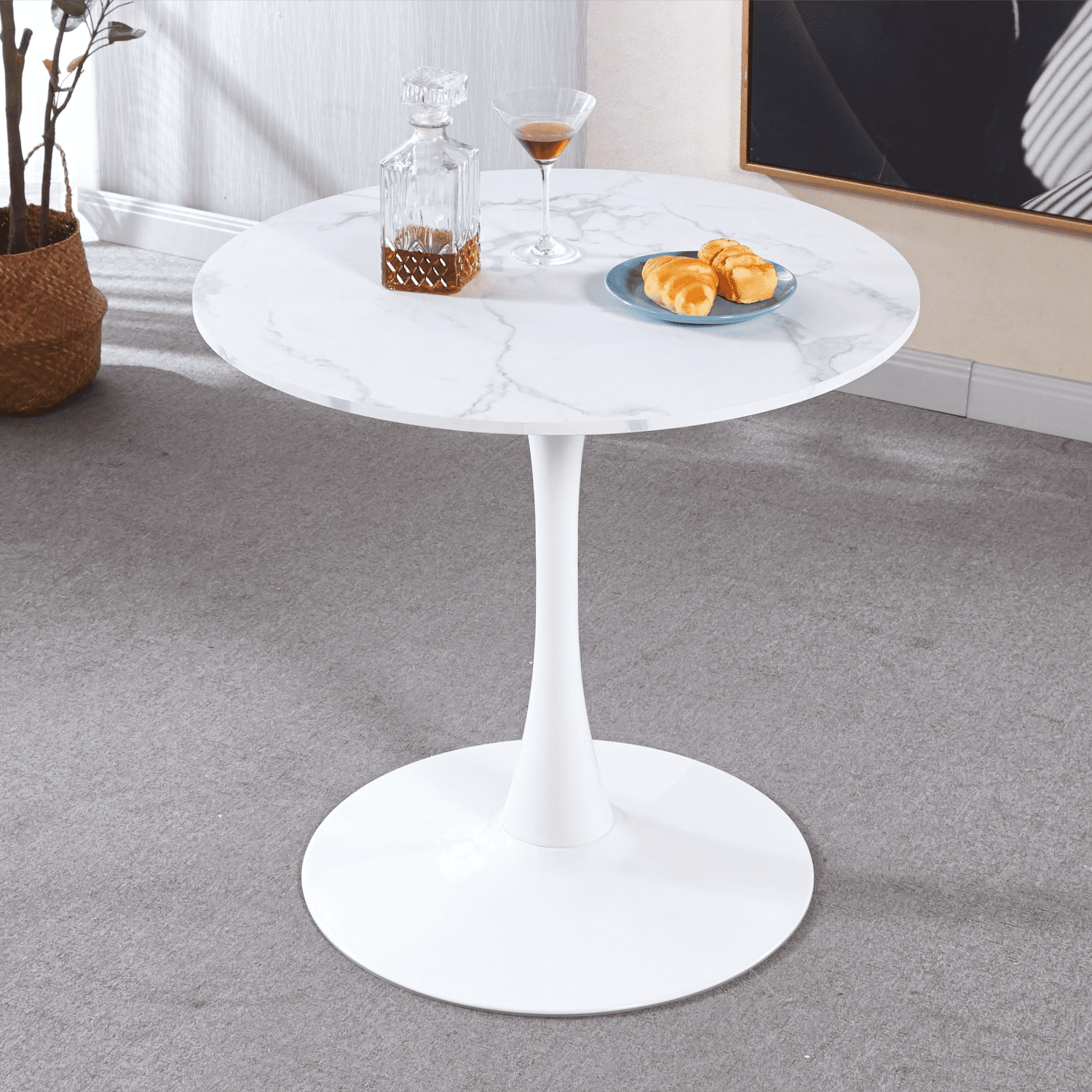 Tulip Special Dining Table white marble color top MDF Dining Table ...