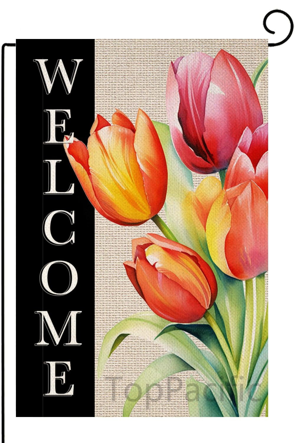 Tulip Spring Welcome Garden Flag for OutdoorIn Double Sided Black Plaid ...