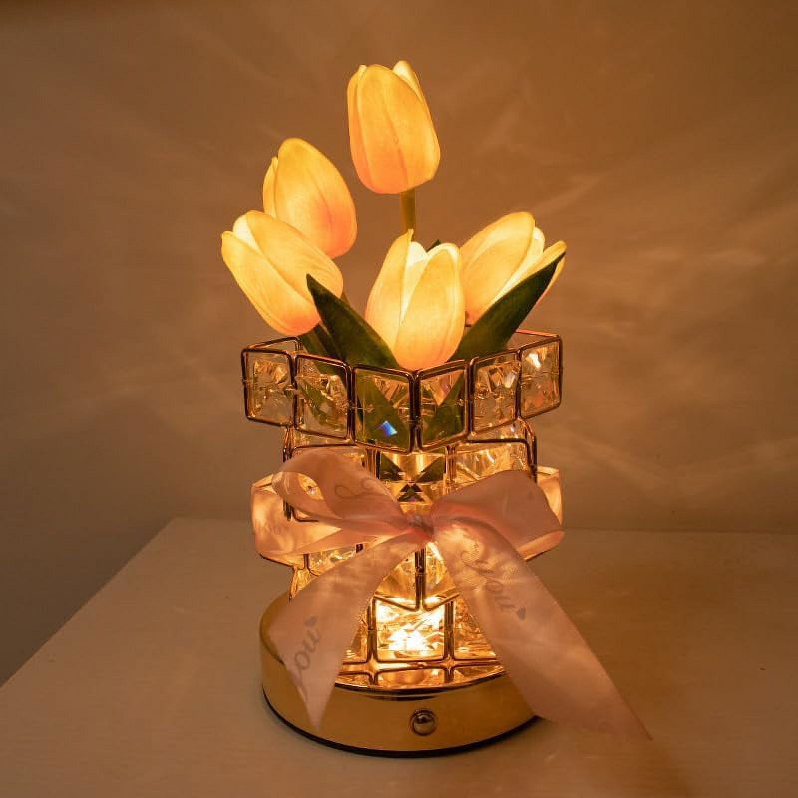 Tulip Table Lamp, 3 Colors Dimmable Artificial Flowers Night Light ...