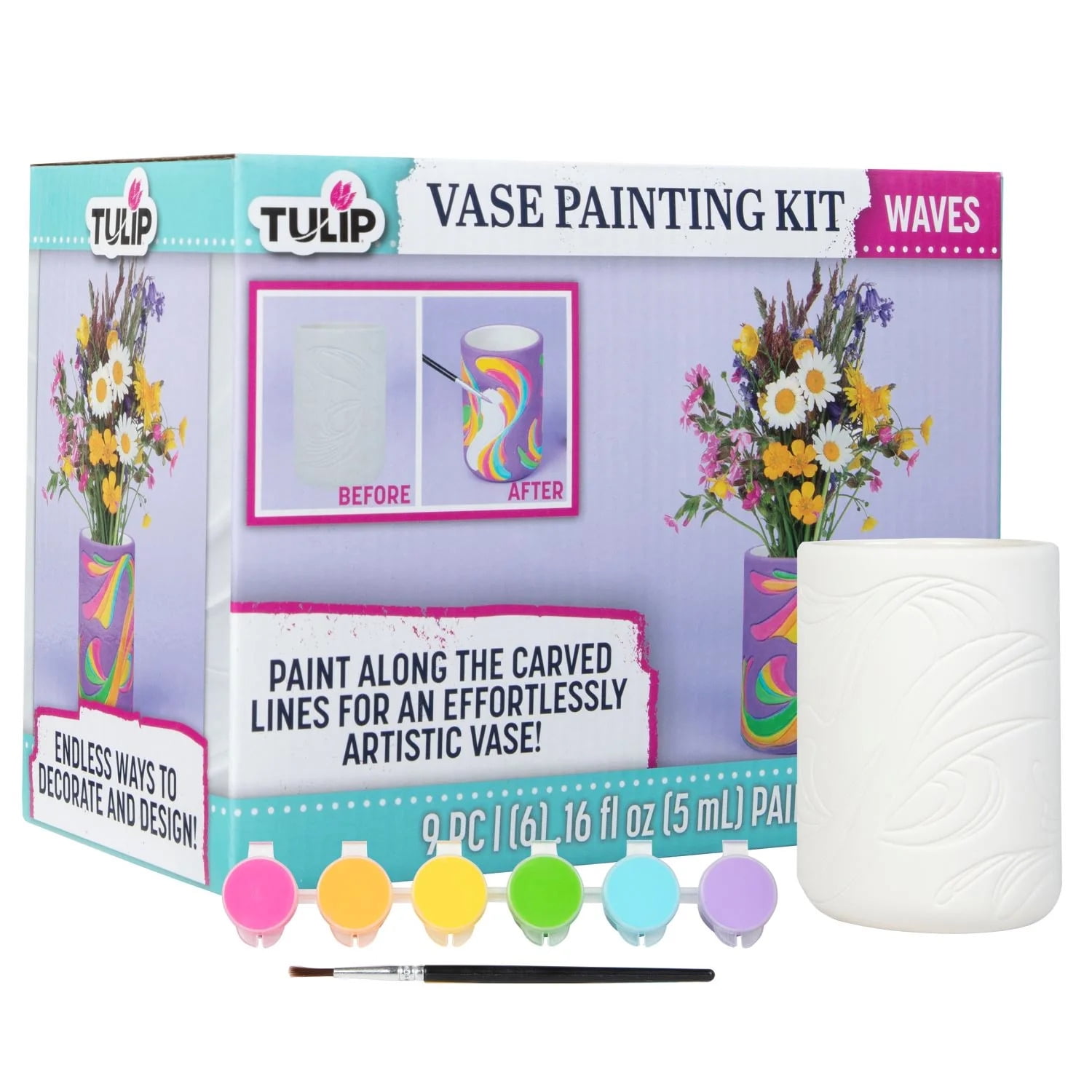 Tulip Textured Waves Ceramic Vase Painting Craft Kit, All-in-One, Easy ...