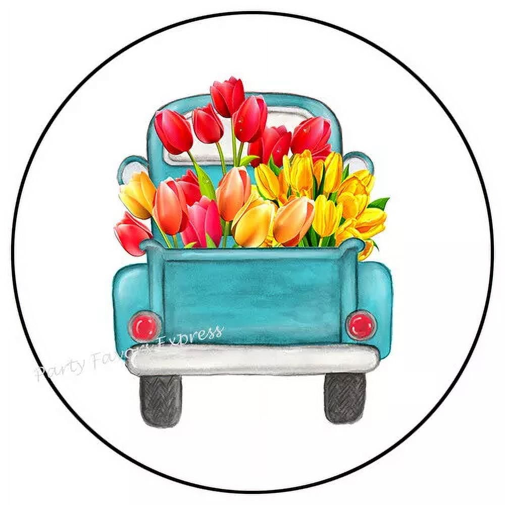 Tulip Tulips Truck Sticker Party Favors Sticker Envelope Seals Labels ...