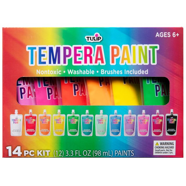Tulip Washable Tempera Paint Pouches 12-Pack, Art & Craft Supplies, Non ...