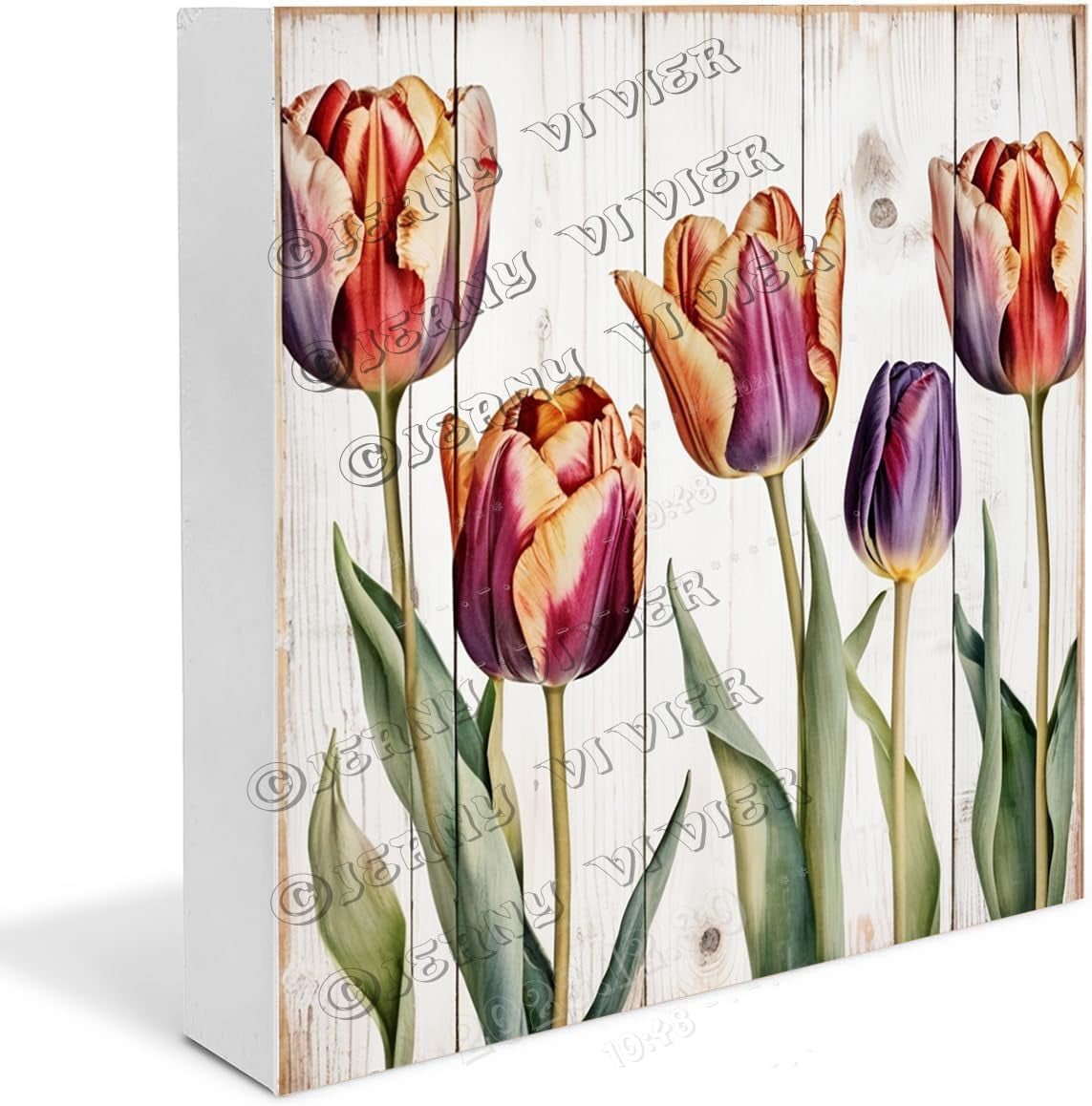 Tulip Wooden Box Sign Tulip Gifts Funny Cafes Decor Tulip Desk Decor ...