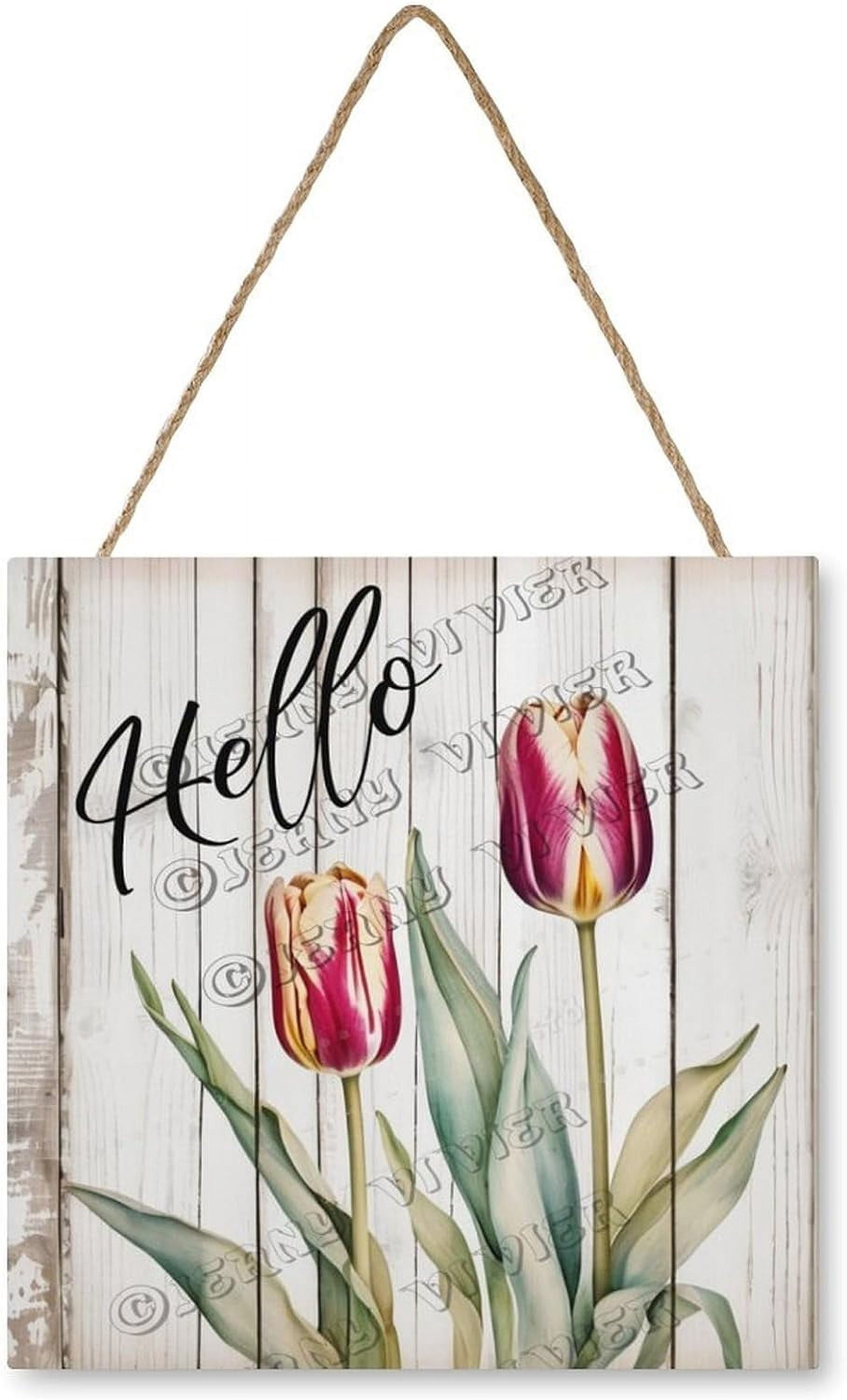 Tulip Wooden Sign Tulip Flower Hanging Wood Plaques Farmhouse Spring ...