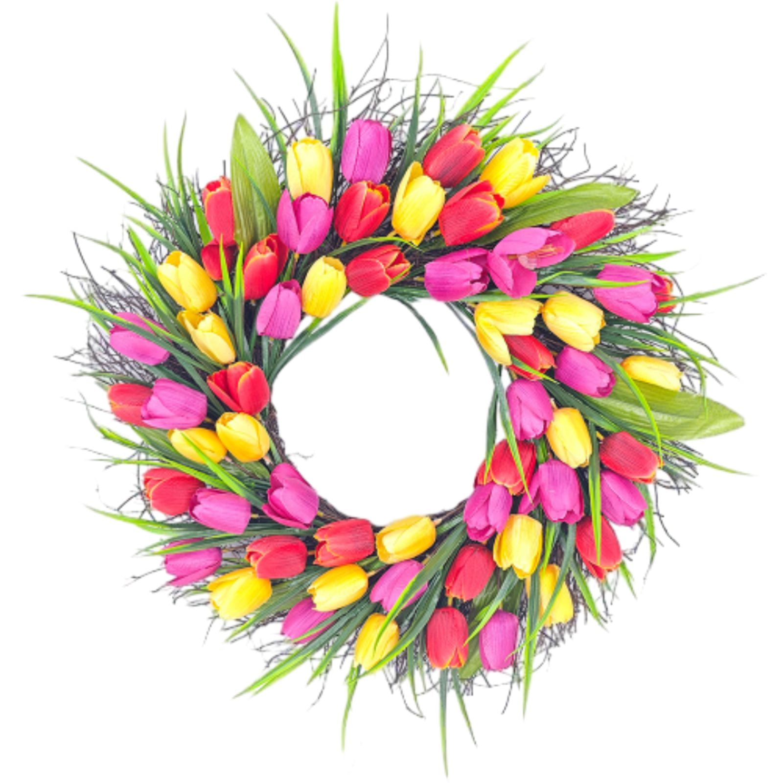 Tulip Wreath Spring Wreath, Artificial Tulip Wreath for Front Door ...