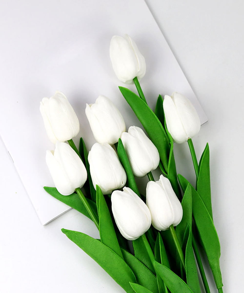 Tulips Artifical Flowers Real Touch Faux Tulip Stems PU Tulip Bouquet ...