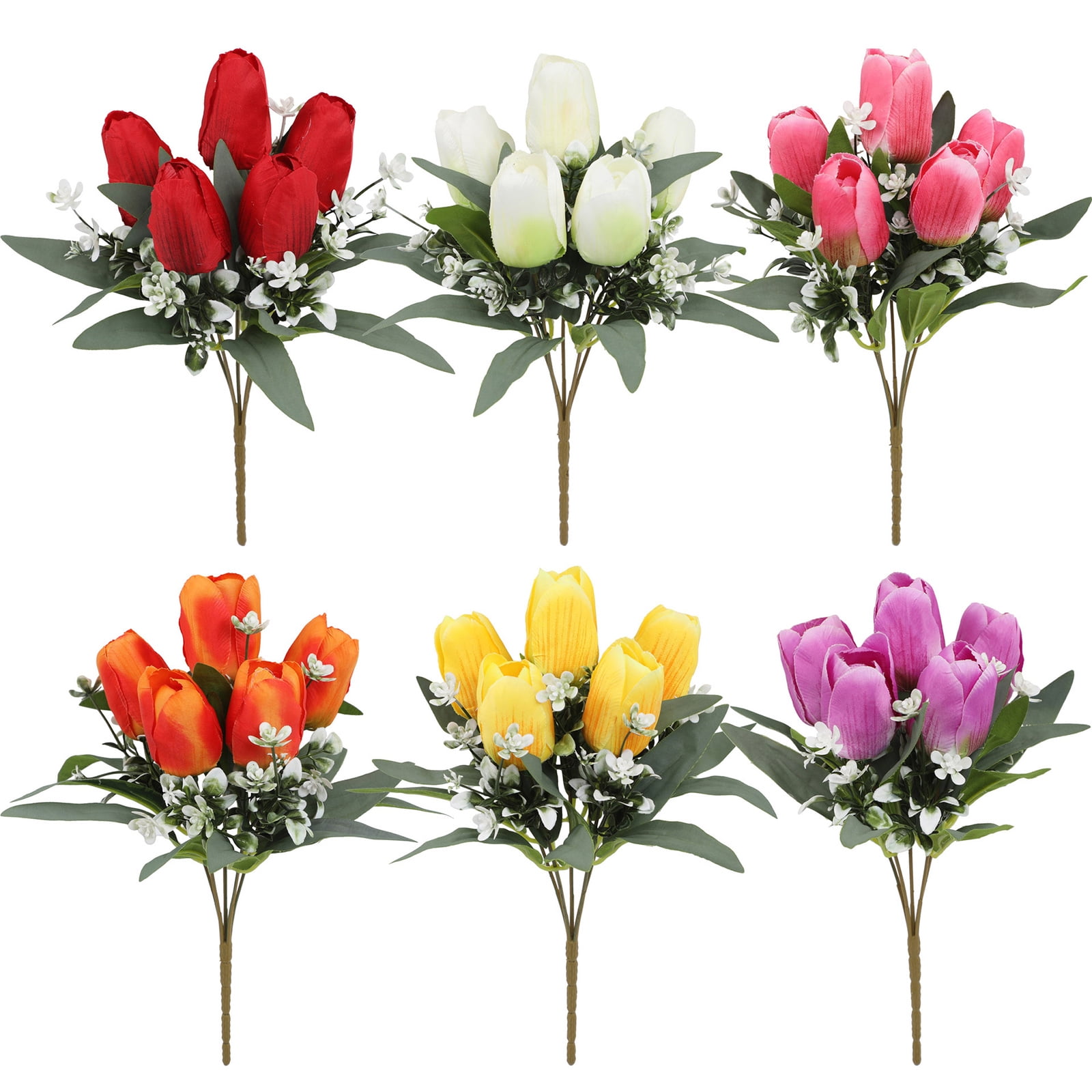 Tulips Artificial Flowers, 12.2 Inch Fake Tulips Silk Flower ...