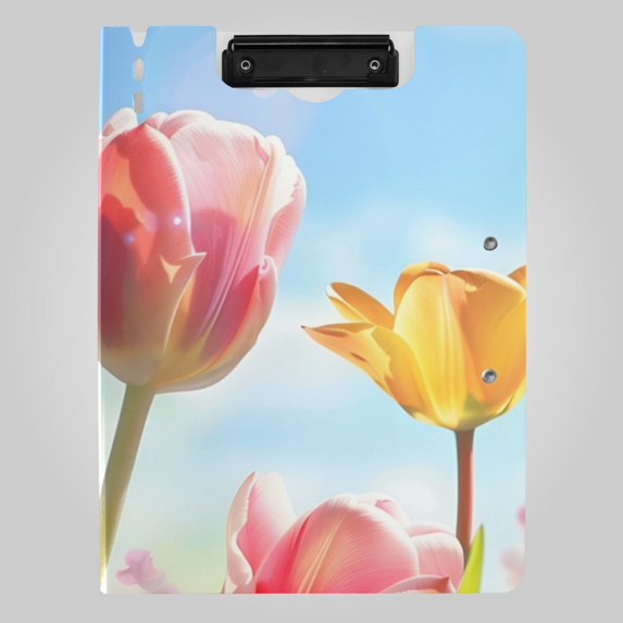 Tulips Butterflies Sun Foldable Binder Folder Clipboard with Pen Slot ...