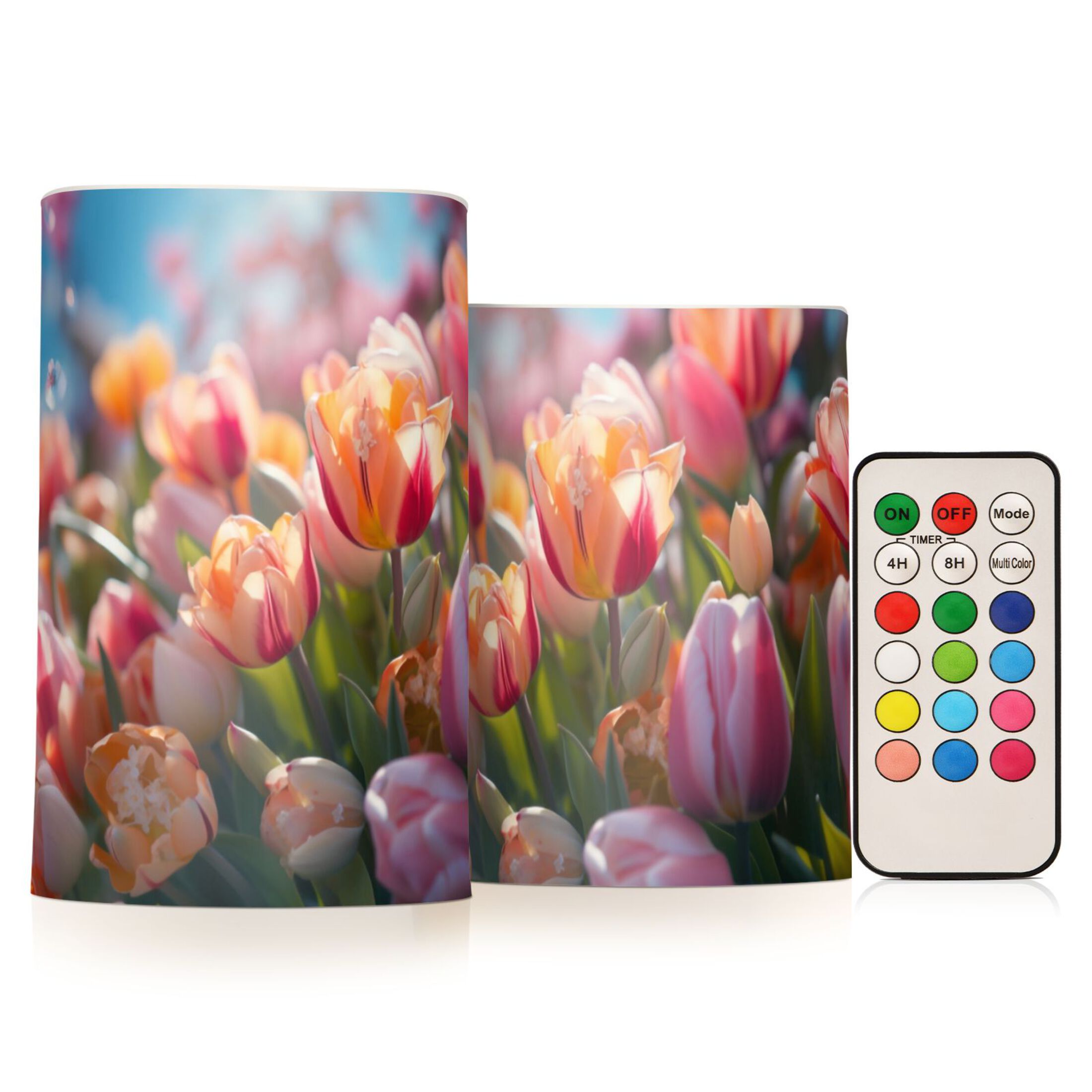 Tulips Flower and Water Drops Flameless Candles with Remote Timer LED ...