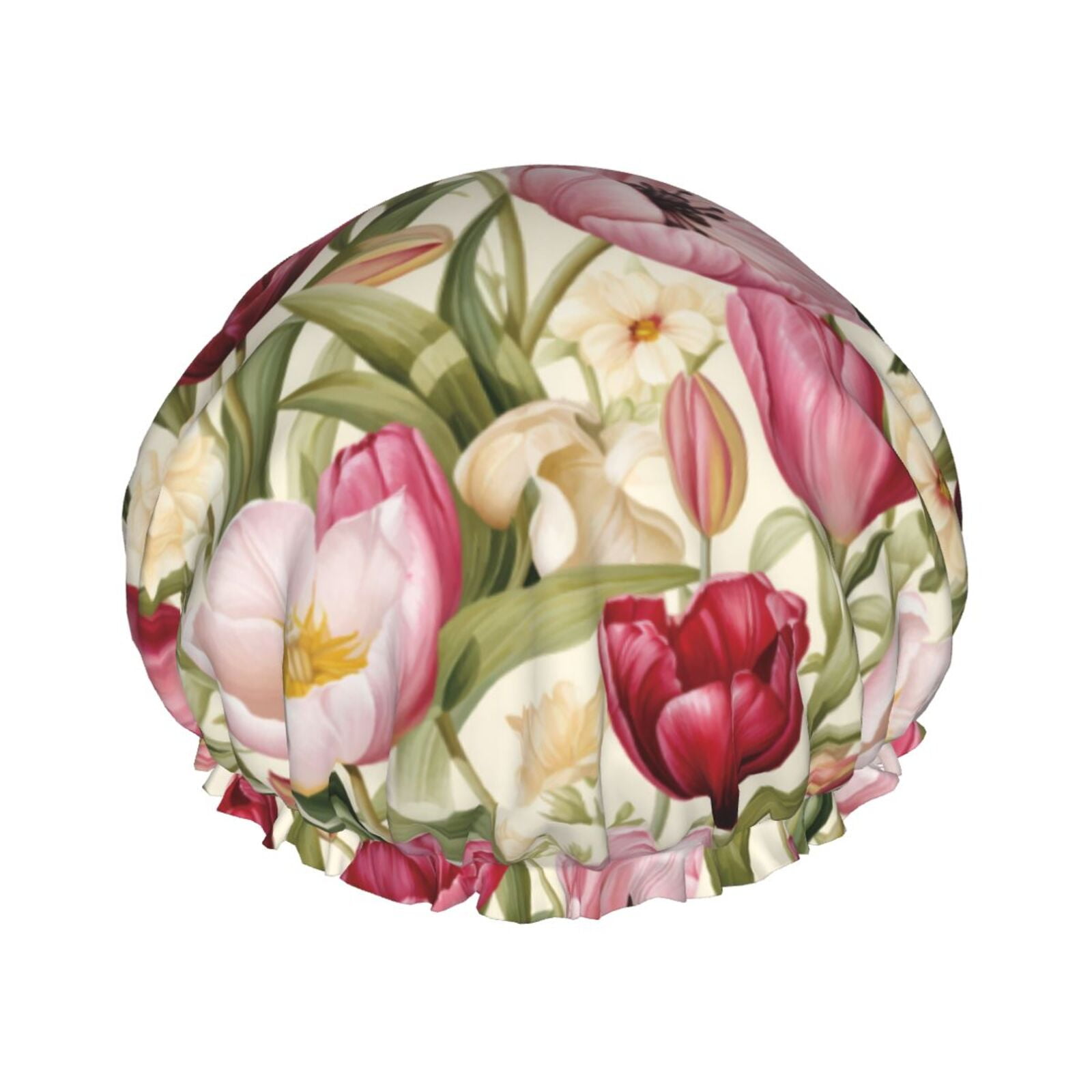 Tulips Flowers Light Pink Shower Cap, Reusable Bath Hair Hat for all ...
