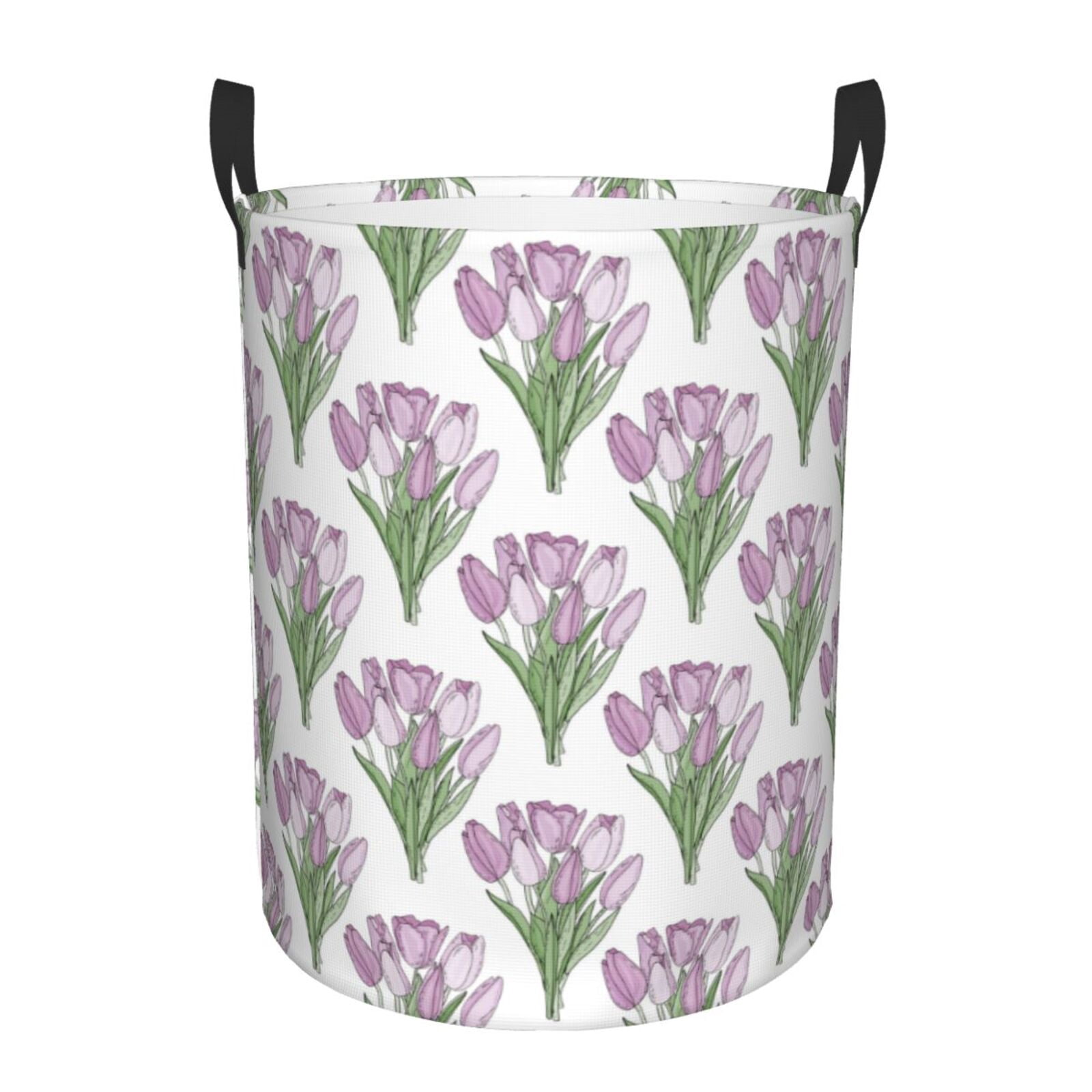 Tulips Flowers Light Purple Laundry Basket, Laundry Hamper Waterproof ...