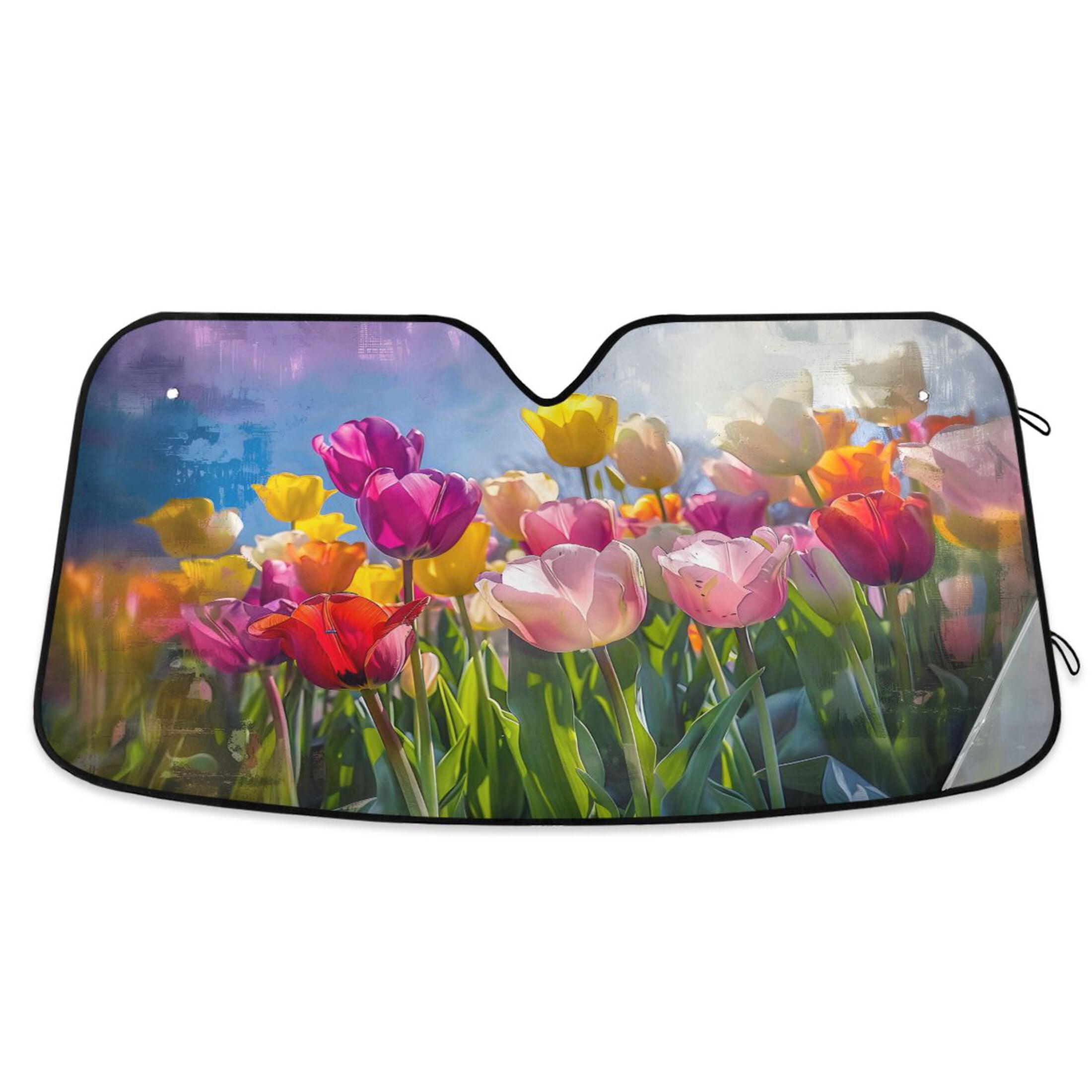 Tulips Oil Painting Windshield Sun Shade Automobile Visor Accordion ...