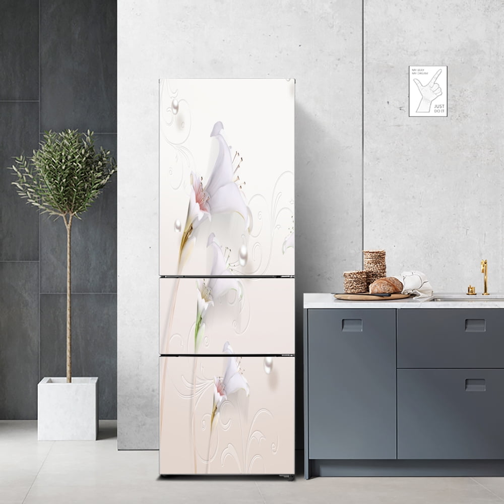 Tulips Pearl 3D Printing Refrigerator Door Self-Adhesive Sticker ...