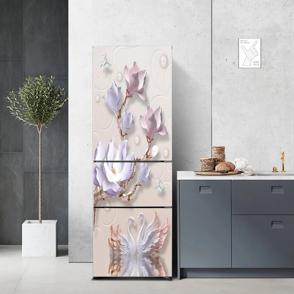 Tulips Pearl 3D Printing Refrigerator Stickers Self-Adhesive Sticker ...
