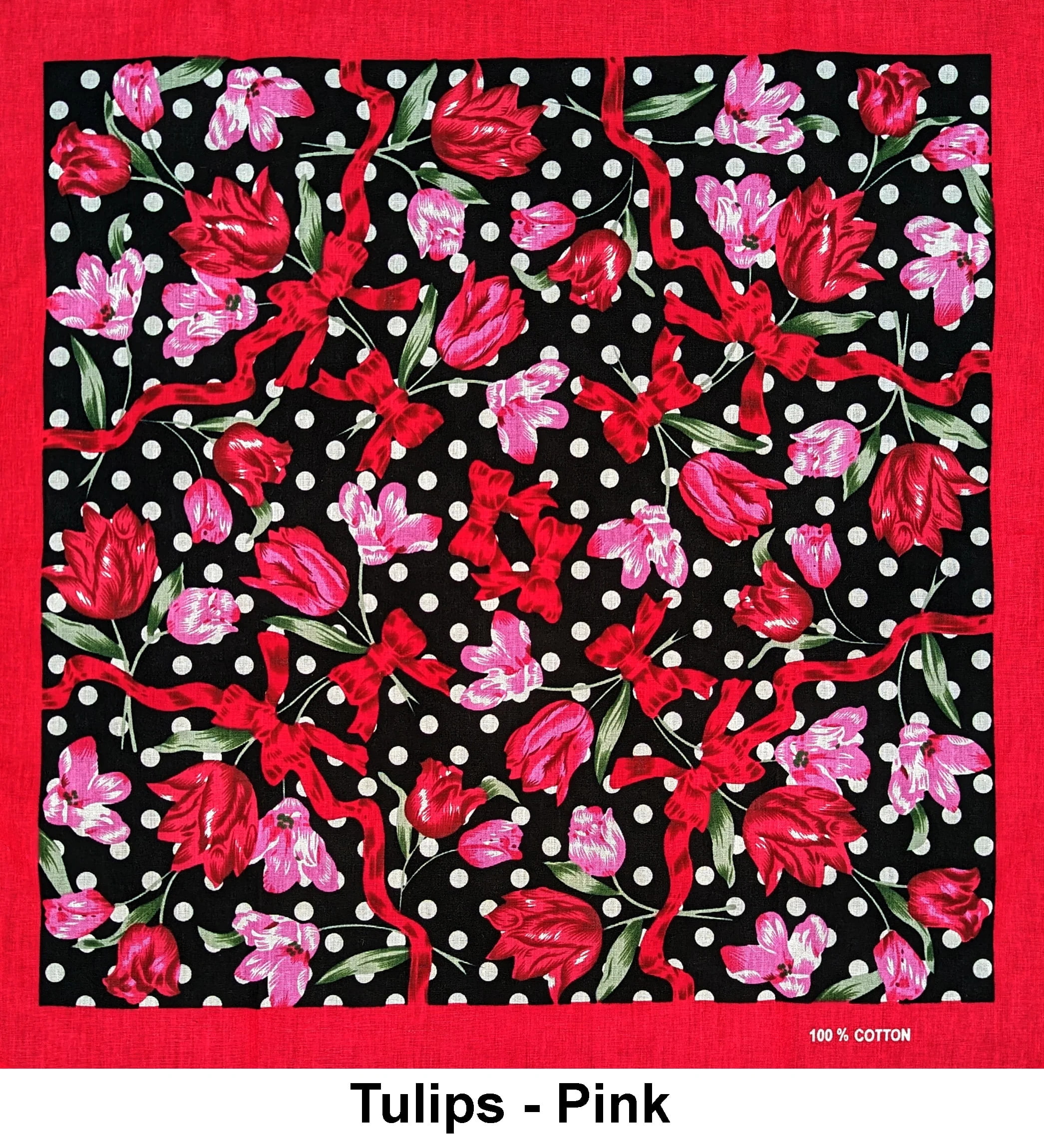 Tulips - Pink Design Print Cotton Bandana (22 inches x 22 inches ...