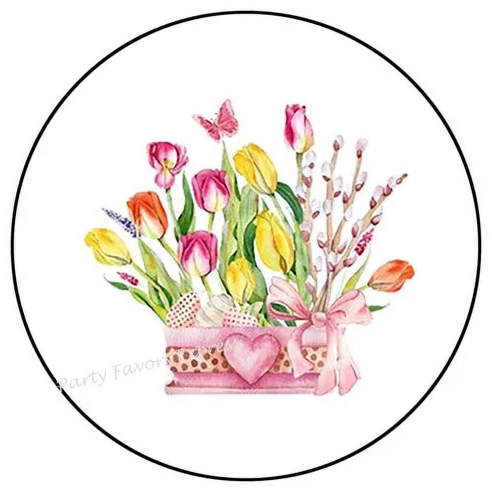 Tulips Pink Planter Sticker Party Favors Sticker Envelope Seals Labels ...