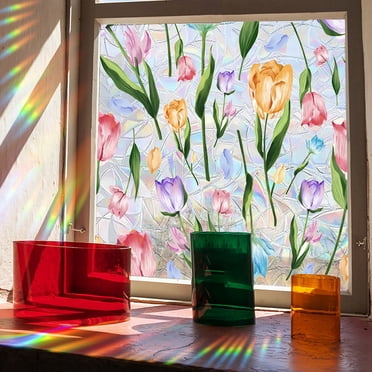 RockRose Privacy Window Film Tulip 3D Decorative Film 35.43" x 196.85 ...