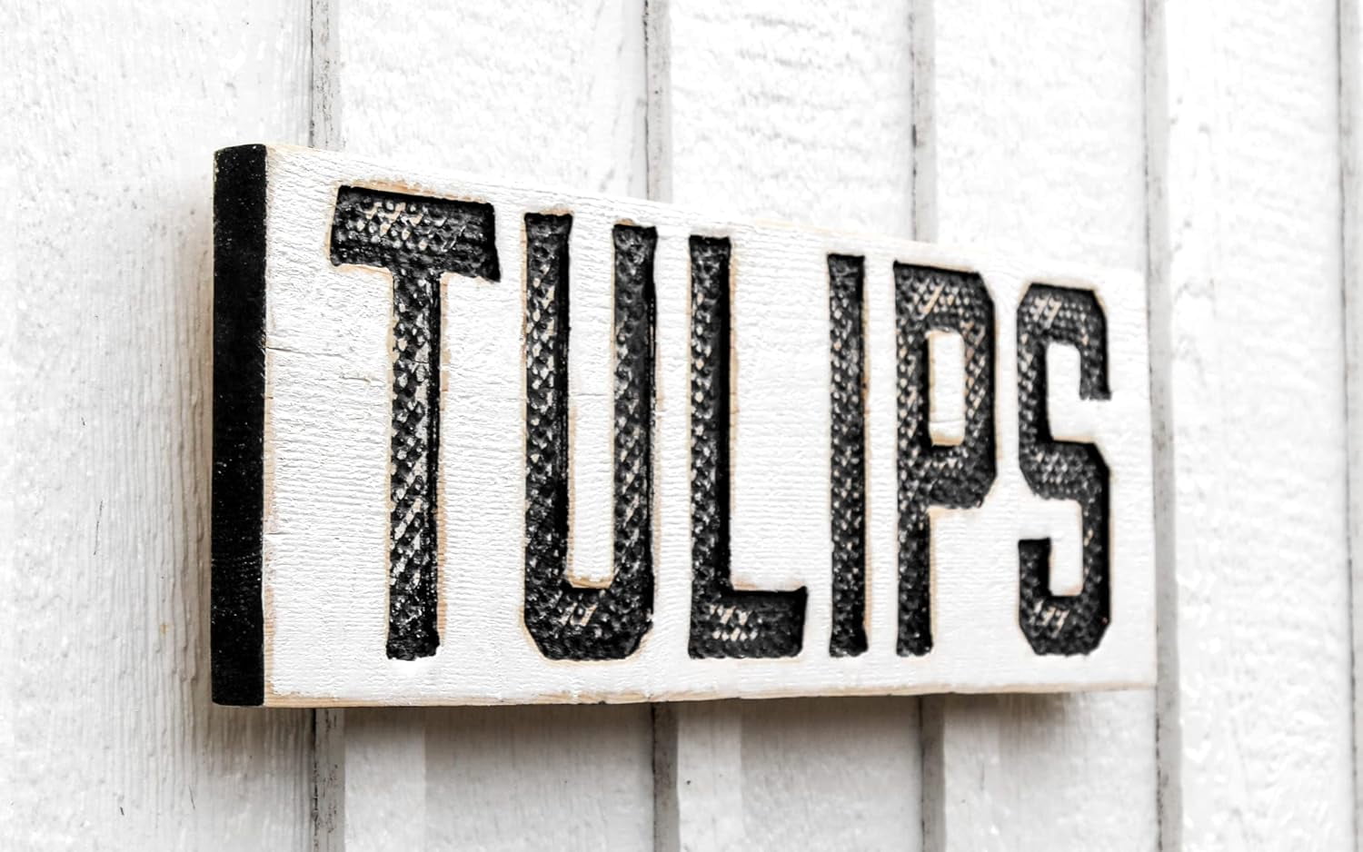 Tulips Sign - Carved in a 24"x8" Solid Wood Board | Rustic Distressed ...