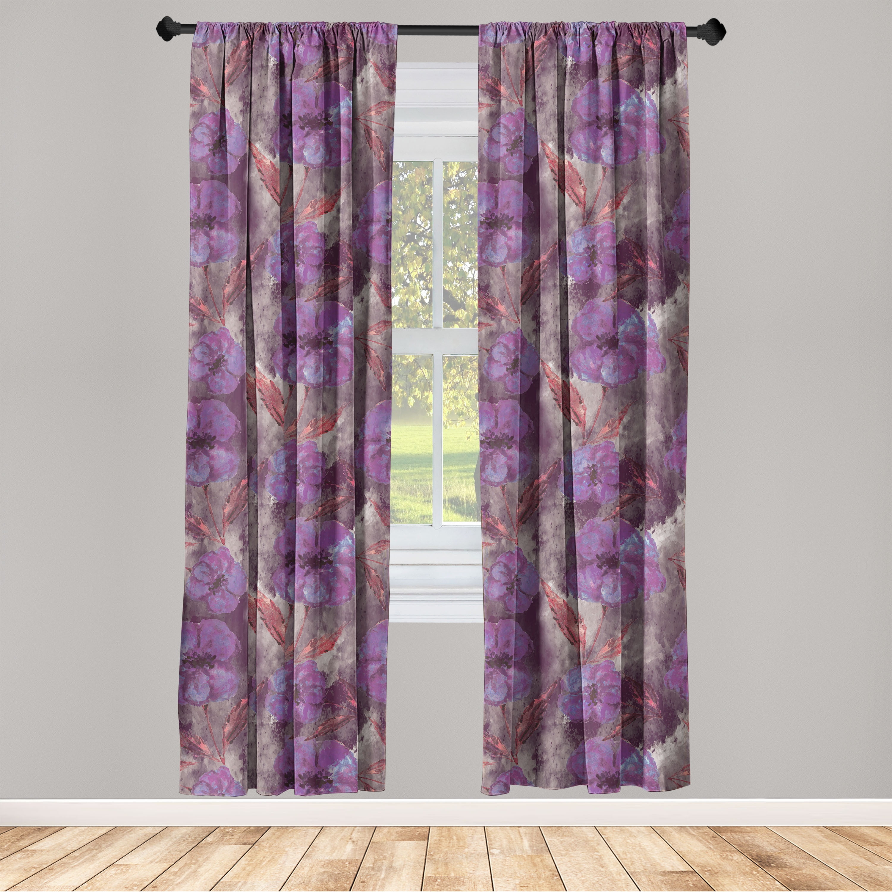Tulips Window Curtains, Gothic Grunge Flowers Vintage with Simple ...
