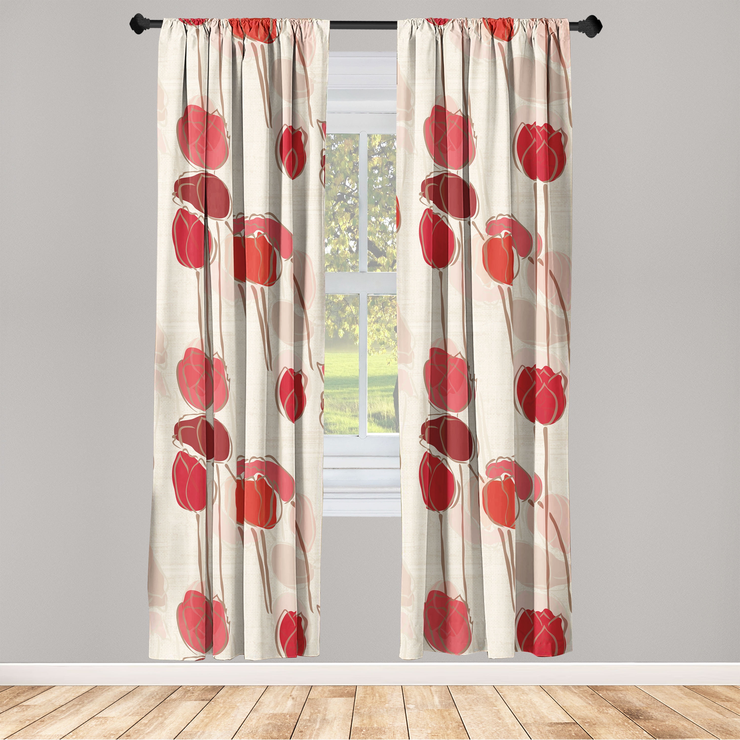 Tulips Window Curtains, Simple Design Modern Blooming Flowers with ...