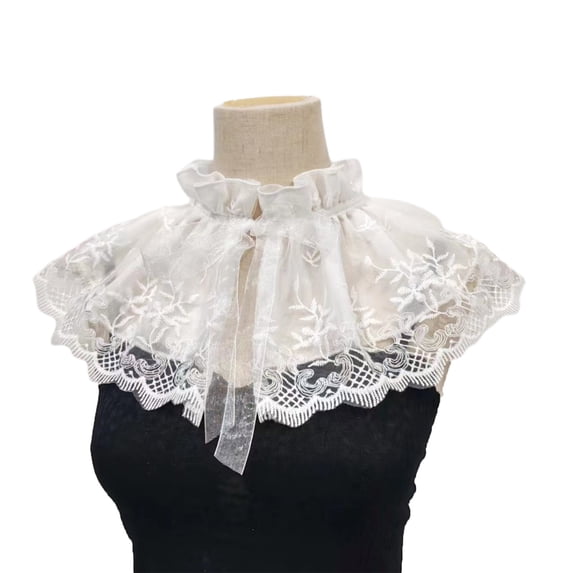 Tulle Ruffled Collar Girls Sheer Victorian Collar Lapel Medieval ...
