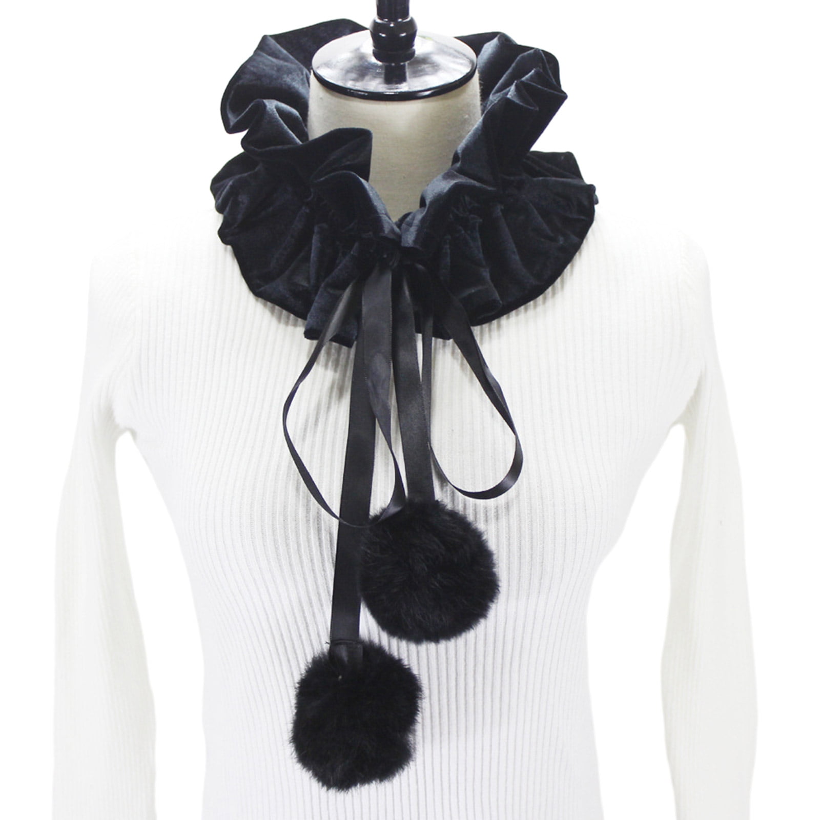 Tulle Ruffled Neck Collar Clown Pom Pom Choker Ruffle Collar Medieval ...