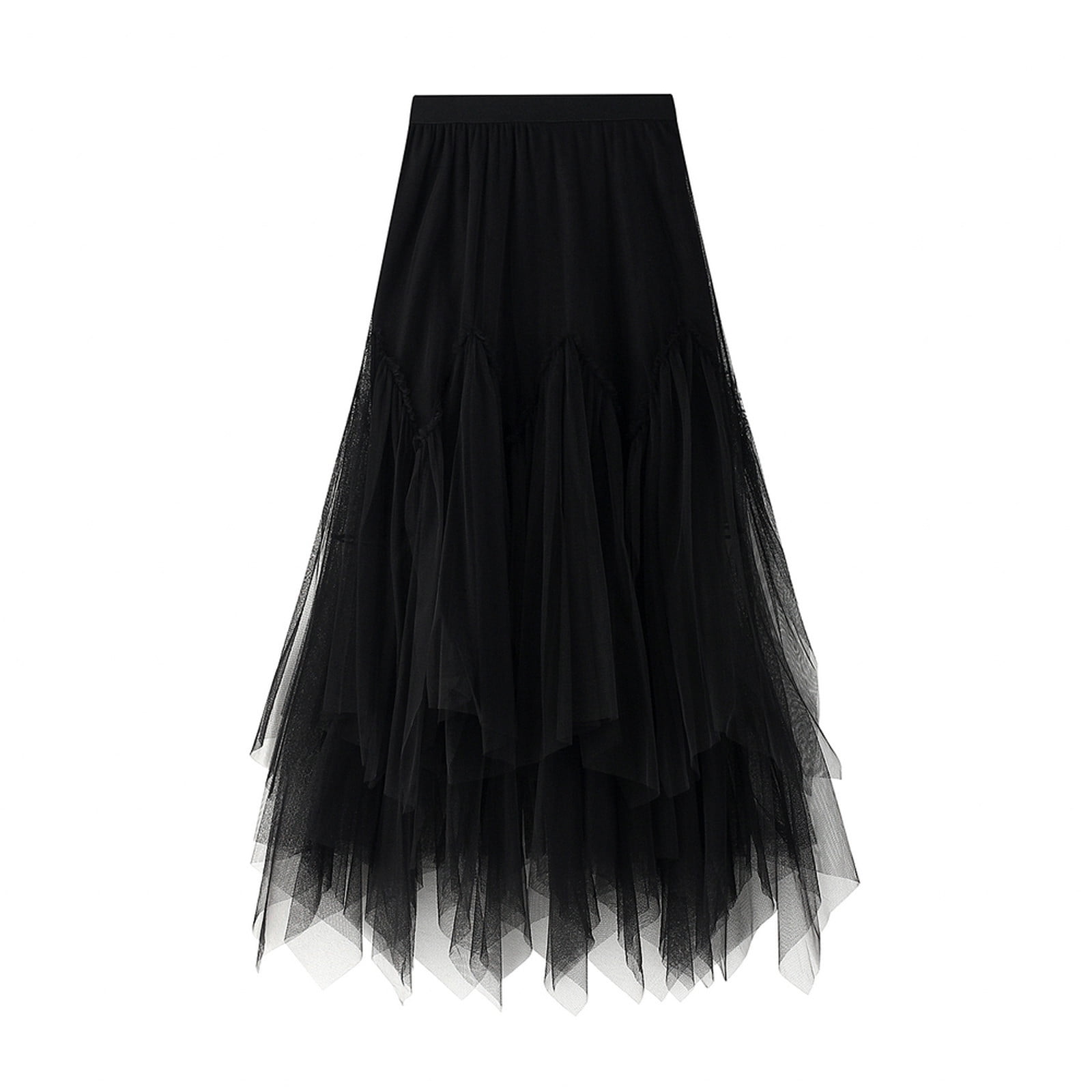 Tulle Skirts for Women Mesh Tiered Layered Tutu Skirt, High Low Elastic ...
