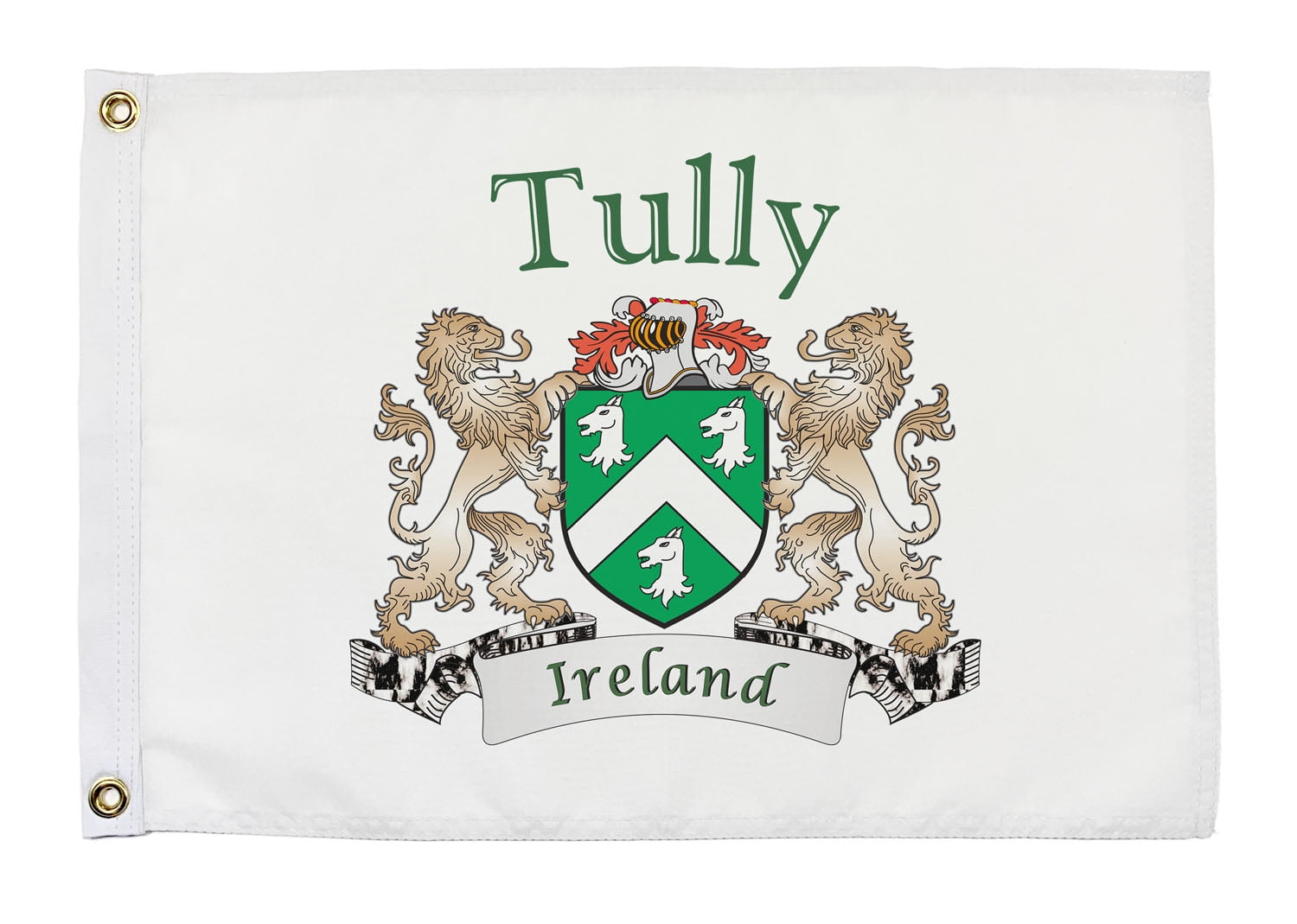 Tully Irish Coat of Arms Small White Flag - 16"x10.5" inches - Walmart.com