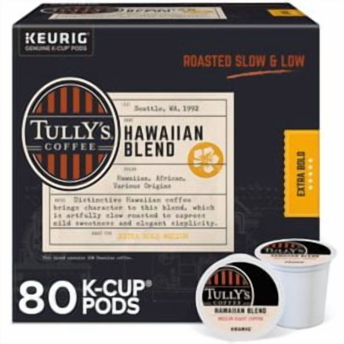 Tully's Coffee Medium Roast K-Cup Pods, Hawaiian Blend, 80 count.Pack ...