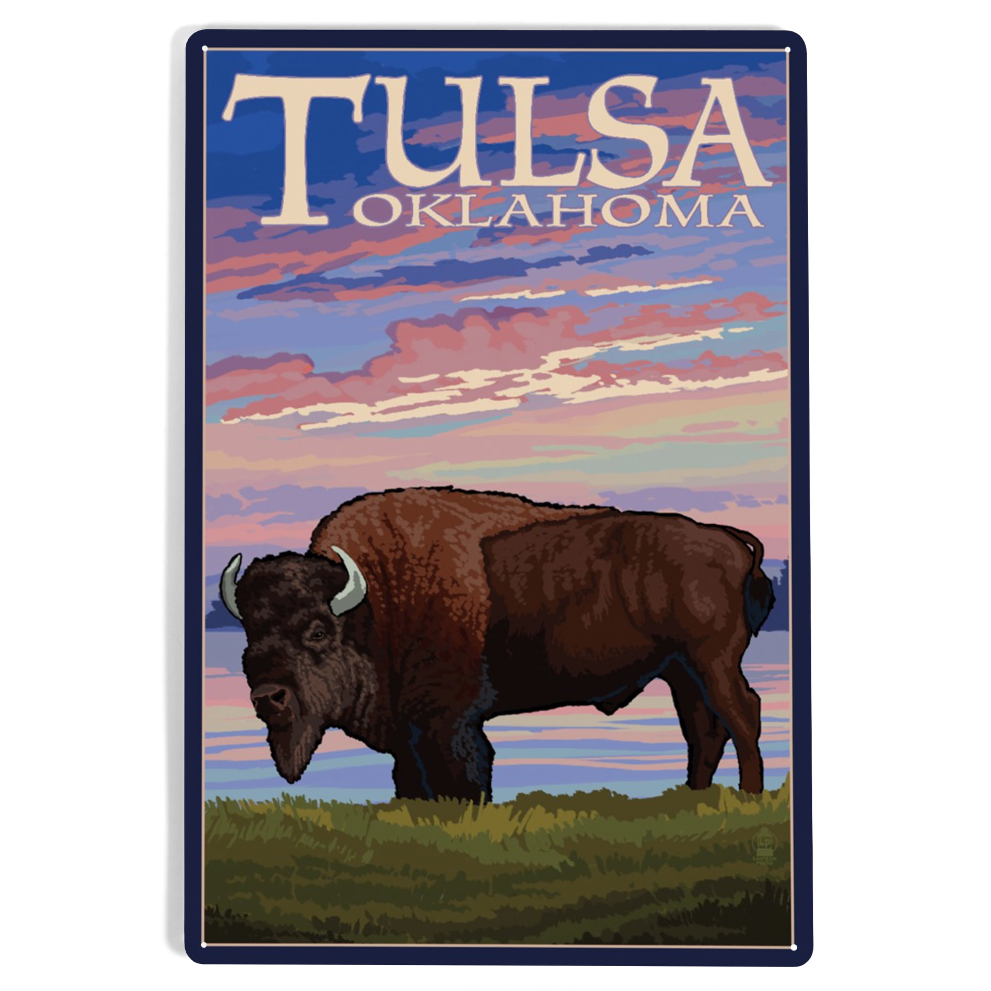 Tulsa, Oklahoma, Buffalo and Sunset (12x18 Aluminum Art, Indoor Outdoor ...