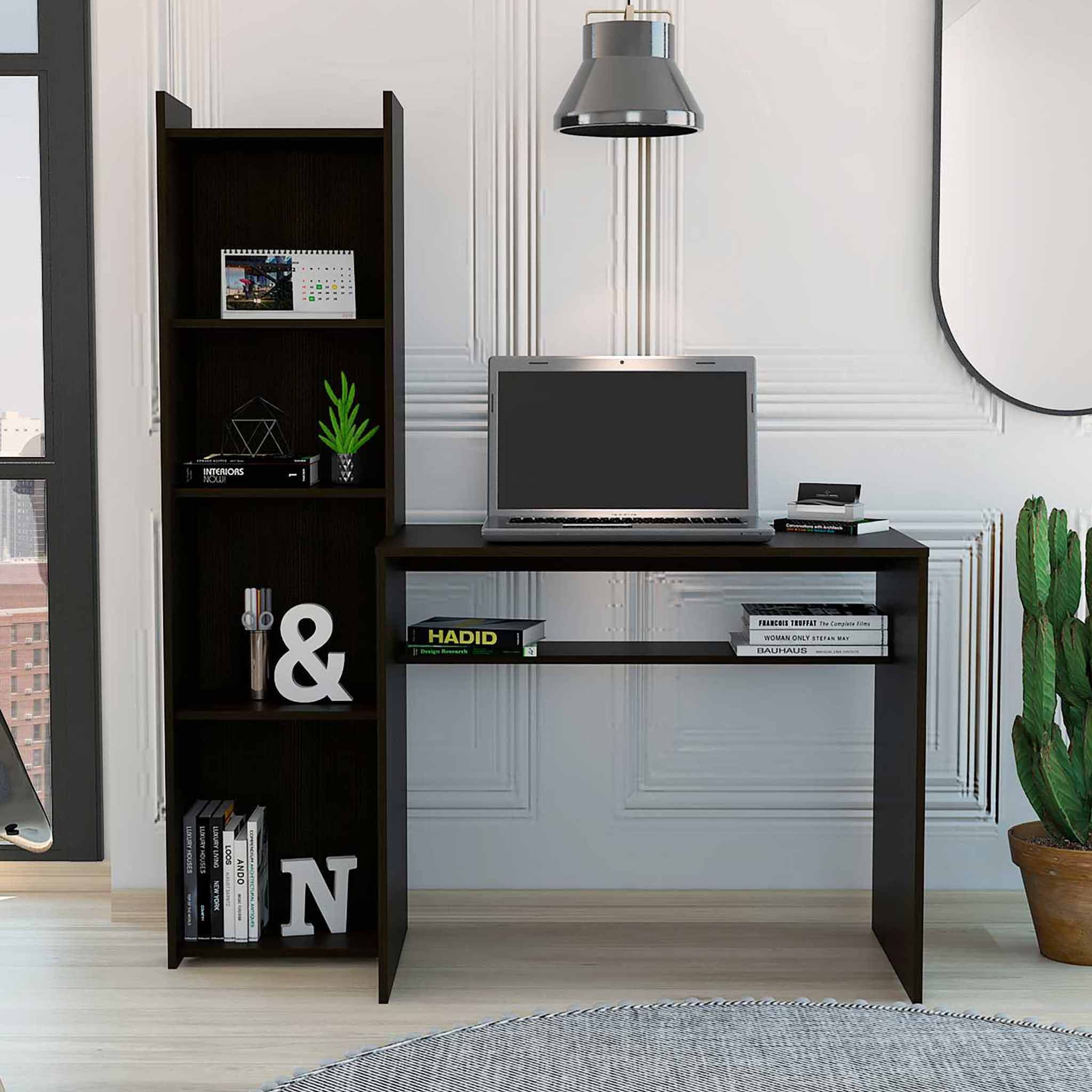 Tulsa Writing Computer Desk, Bookcase, Five Shelves - Walmart.com