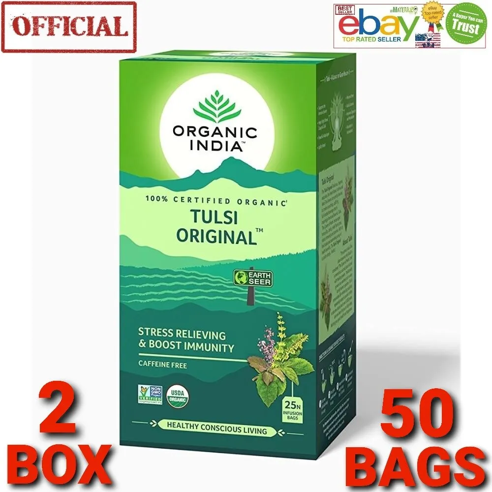 Tulsi Original OFFICIAL Tea Organic 2 BOX 50 BAG TEA - Walmart.com