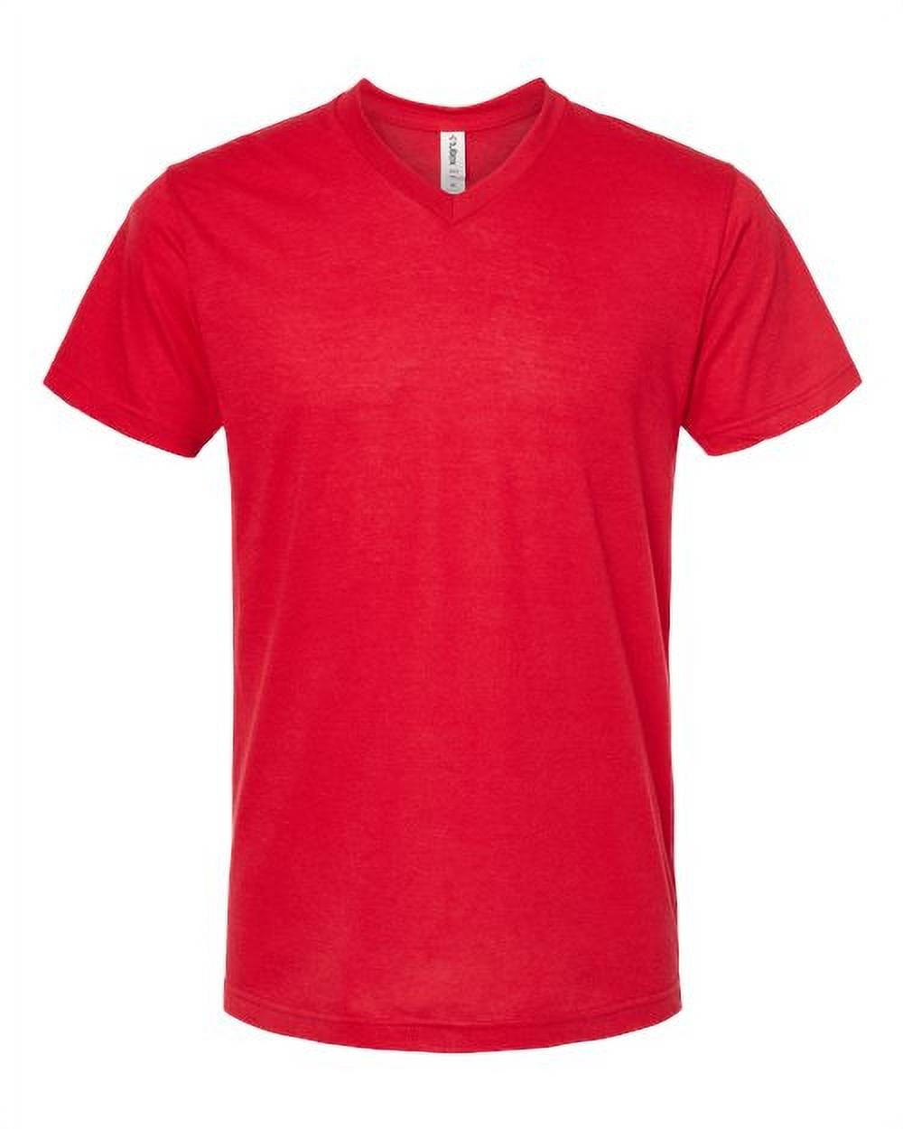 Tultex - Unisex Poly-Rich V-Neck T-Shirt - 207 - Red - Size: S ...
