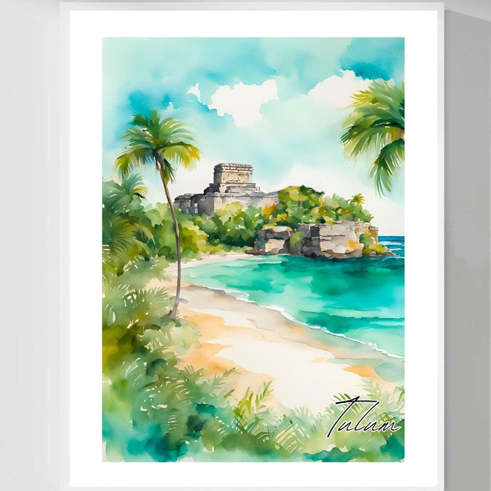 Tulum Mexico Wall Art, Tulum Poster, Tulum Watercolor, Mexico Travel ...