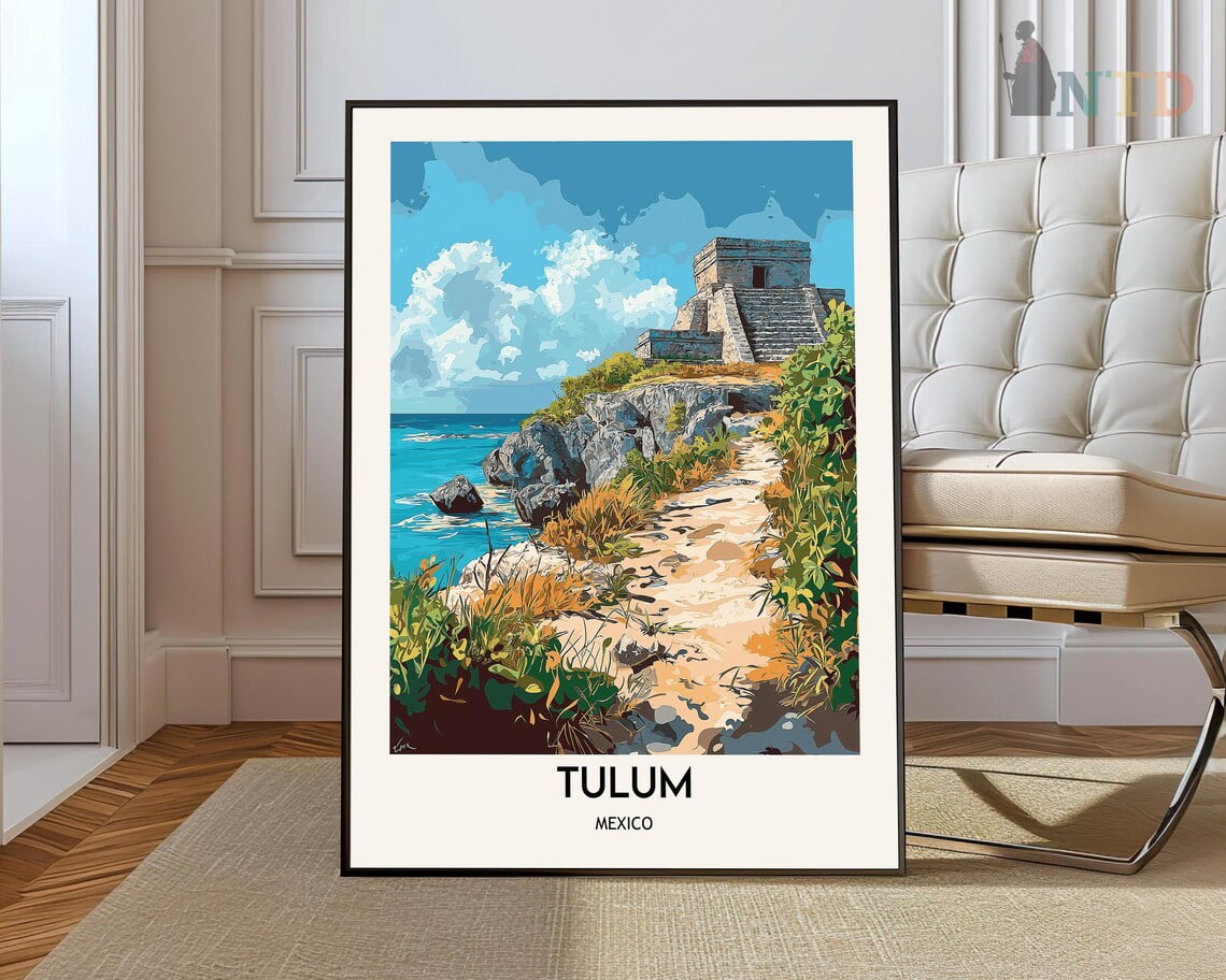 Tulum Poster, Tulum Travel Print, Tropical Decor, Botanical Print, South American Travel Poster ...