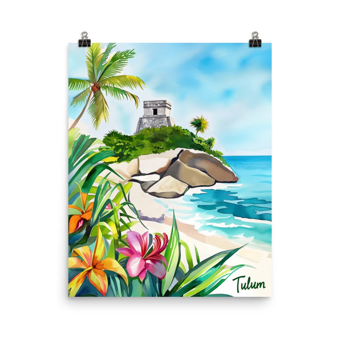 Tulum Print, Mexico Travel Yucatan Peninsula Wall Art, Mayan Ruins ...