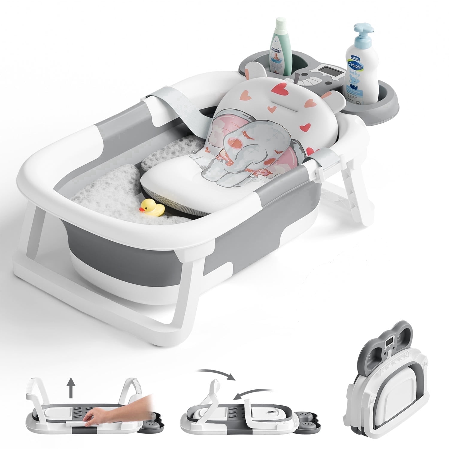 TUMAJUP Foldable Baby ‎Bathtub Elephant PP+TPE with Soft Cushion ...
