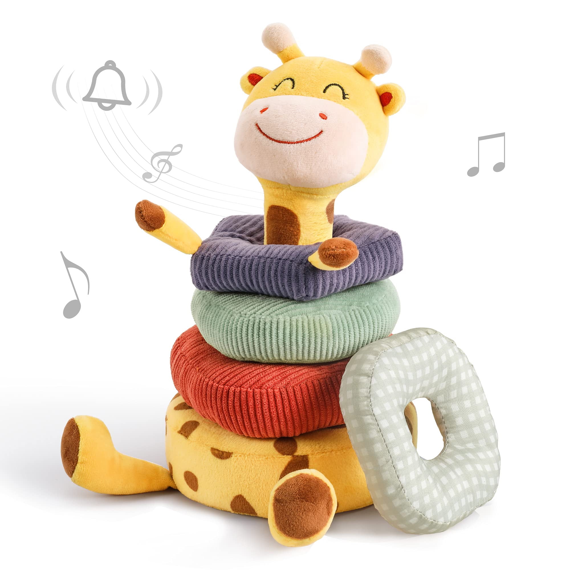 Tumama Plush Stacking Rattles Baby Toy Giraffe Stacks Of Circles Stem ...