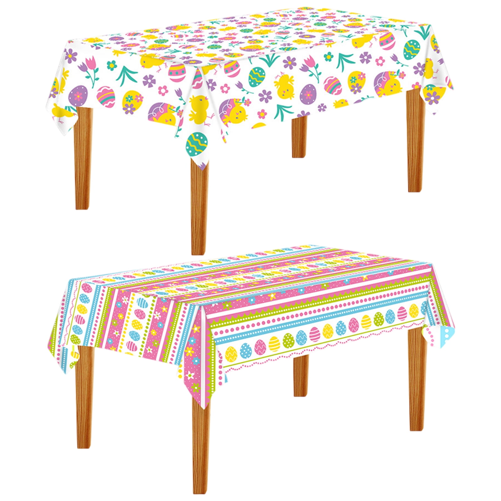 Tumao 2 Pack Easter Tablecloth, Colorful Easter Eggs Tablecloths, 108 x ...